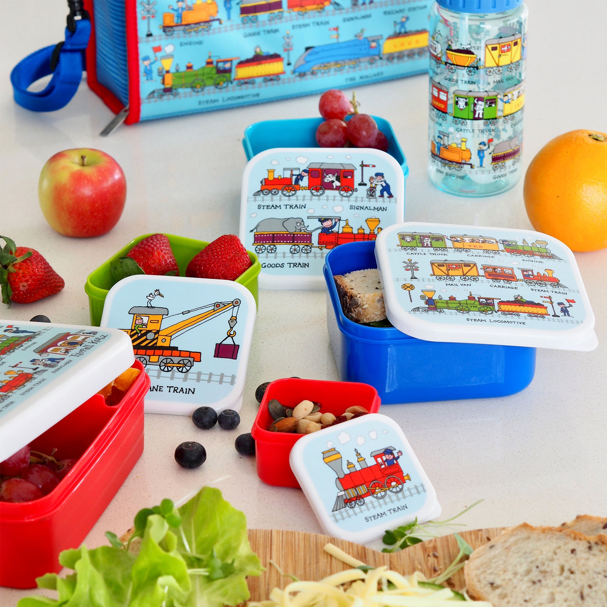 Set of 4 Trains Snack Boxes for Kids